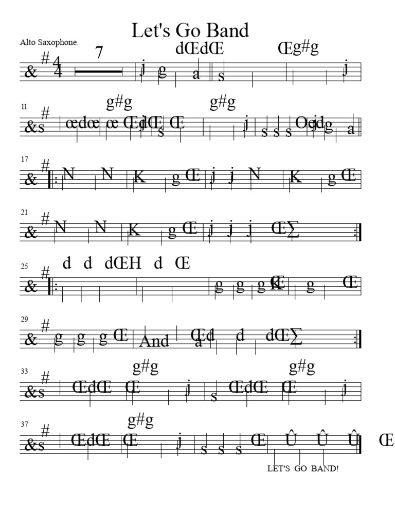 Let's Go Band Alto Saxophone Sheet Music | PDF