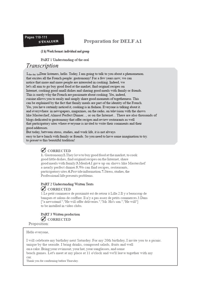 DELF A1 Preparation: Gastronomy Focus | PDF | Meal | Western Cuisine