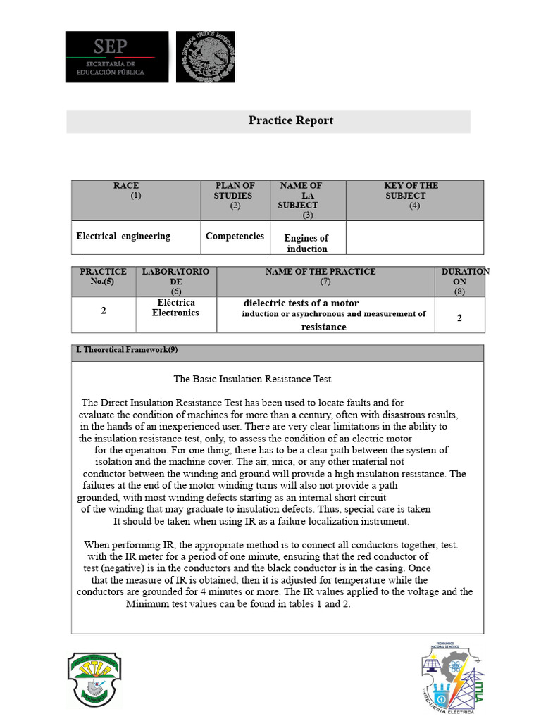 Insulation Resistance Report of Motors | PDF | Transformer | Insulator ...