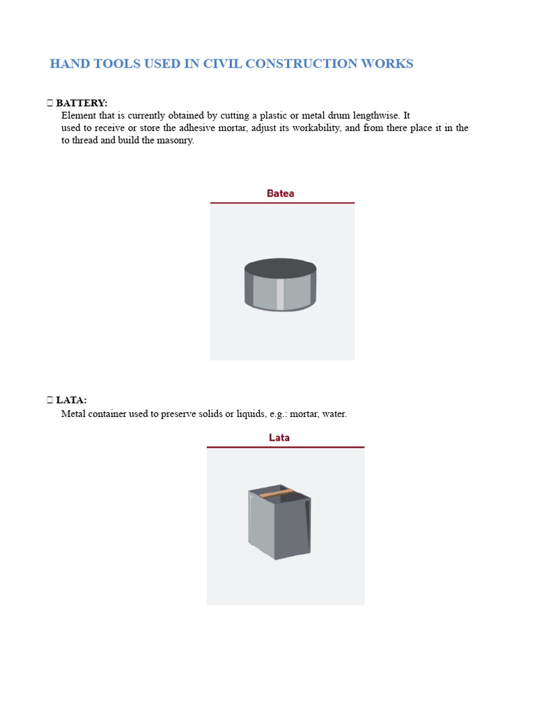 Essential Hand Tools for Civil Construction | PDF | Materials ...