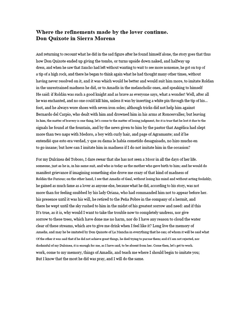 Chapter 26 of Don Quixote | PDF | Don Quixote