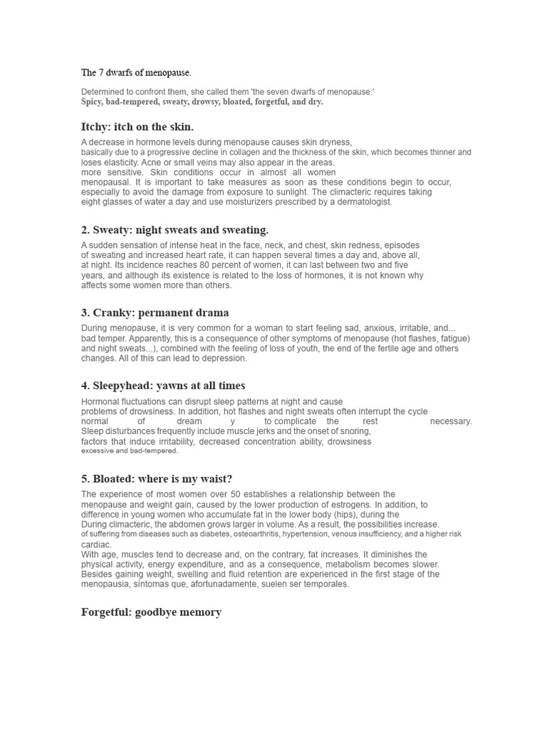 The 7 Dwarfs of Menopause | PDF | Menopause | Major Depressive Disorder