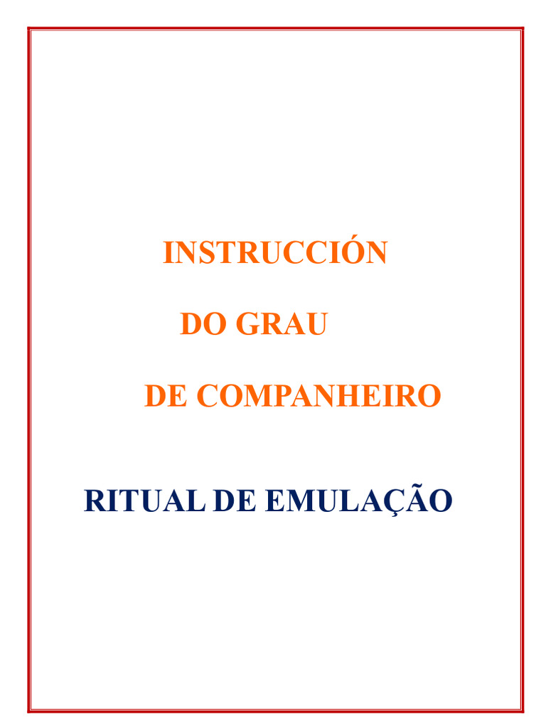 Ritual de Emulação Maçônica: Companheiro | PDF | Loja Maçônica | Maçonaria