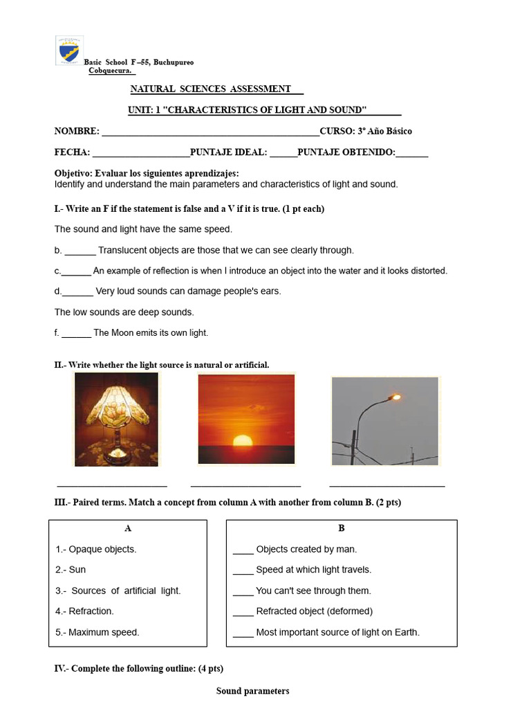 Light and Sound Test | PDF | Sound | Light
