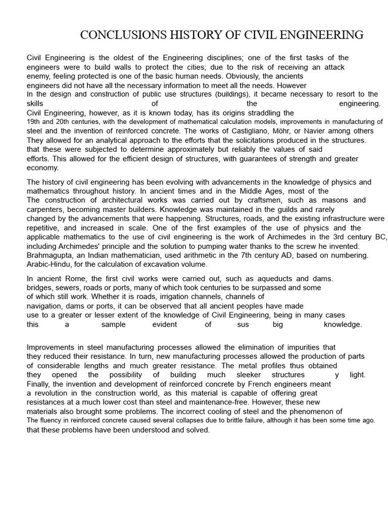 Conclusions History Civil Engineering | PDF | Engineering | Civil ...