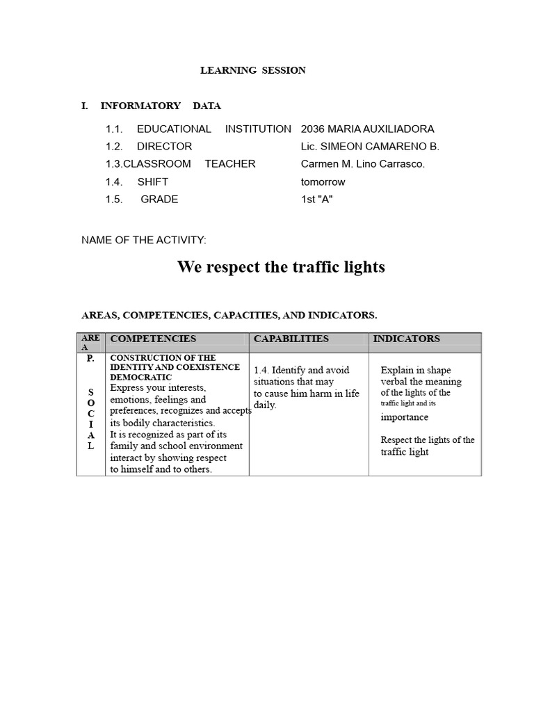 Learning Session The Traffic Light | PDF | Psychology | Psychological ...
