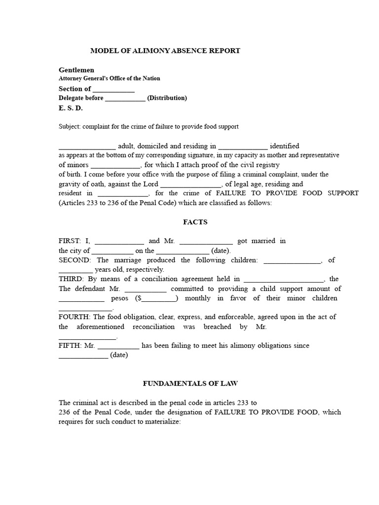 Model Complaint For Food in Colombia Attorney Angelica Lozano | PDF ...