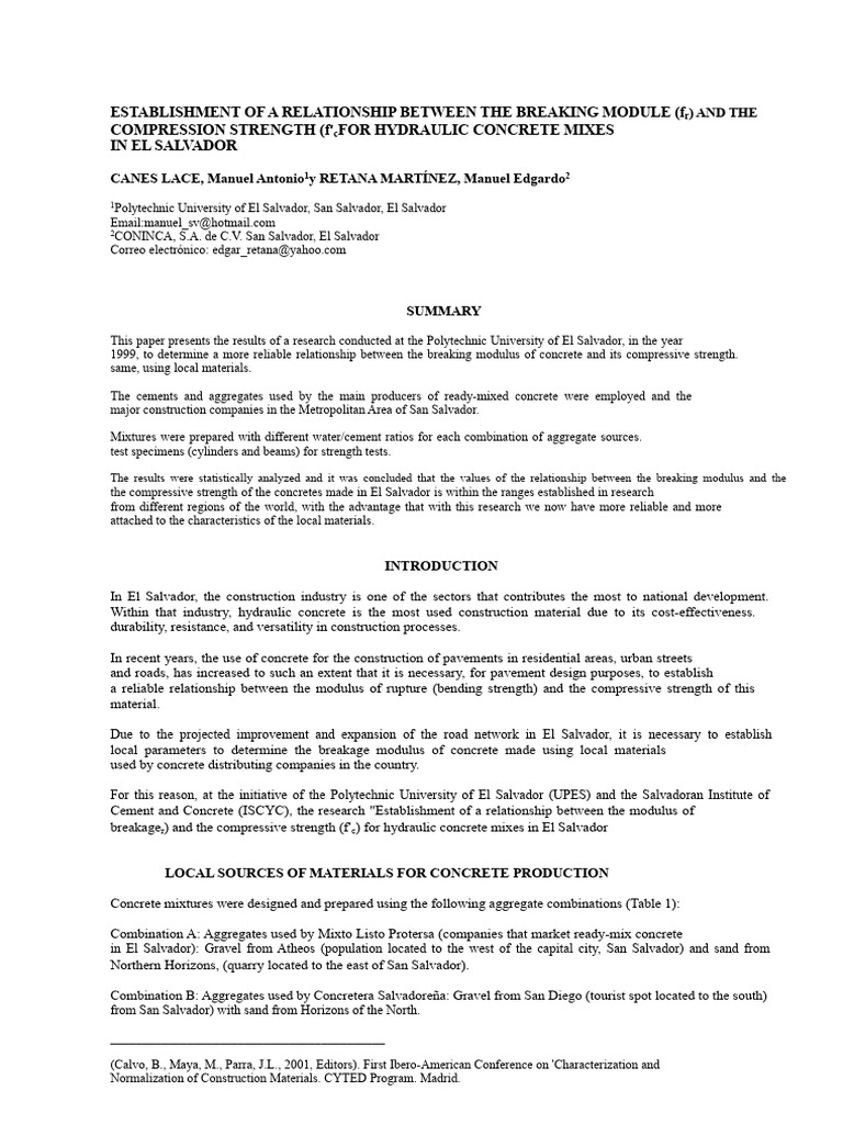 Relationship Between MR and F'C | PDF | Concrete | Standard Deviation