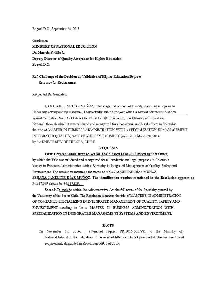 Request for Degree Validation Reconsideration | PDF