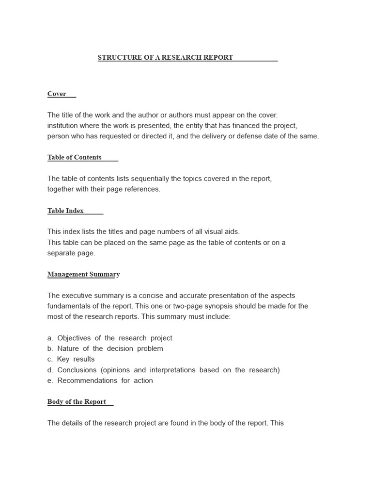 Structure of A Research Report | PDF | Hypothesis | Methodology