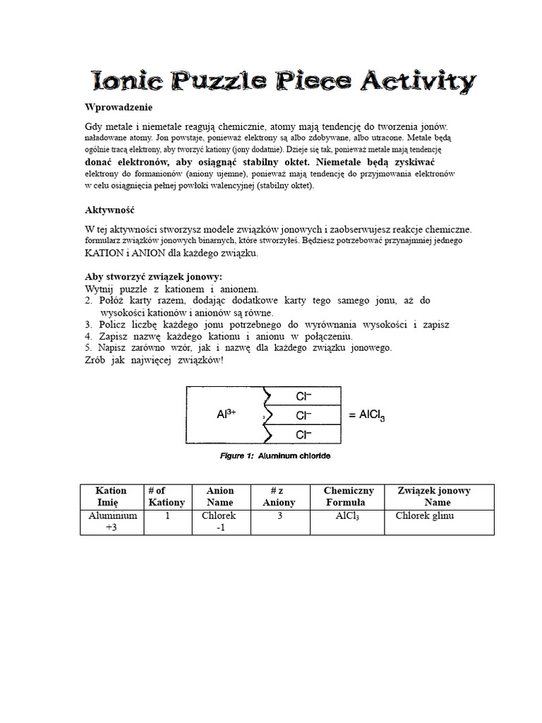 Ionic Puzzle Activity | PDF
