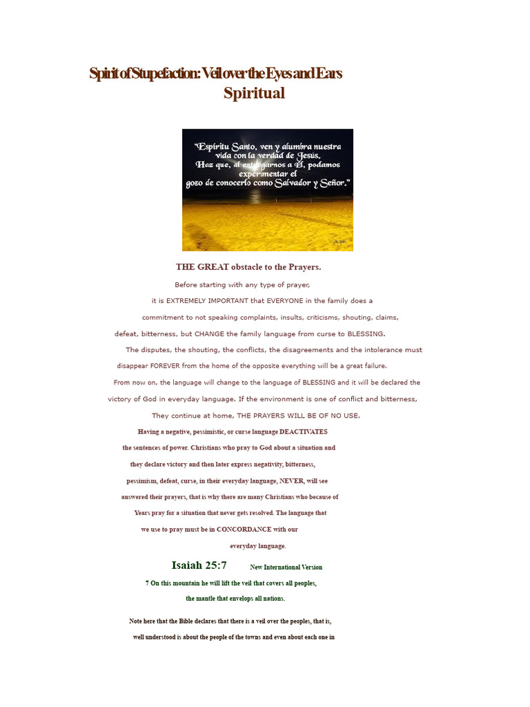 Spirit of Stupor | PDF | Idolatry | Jesus
