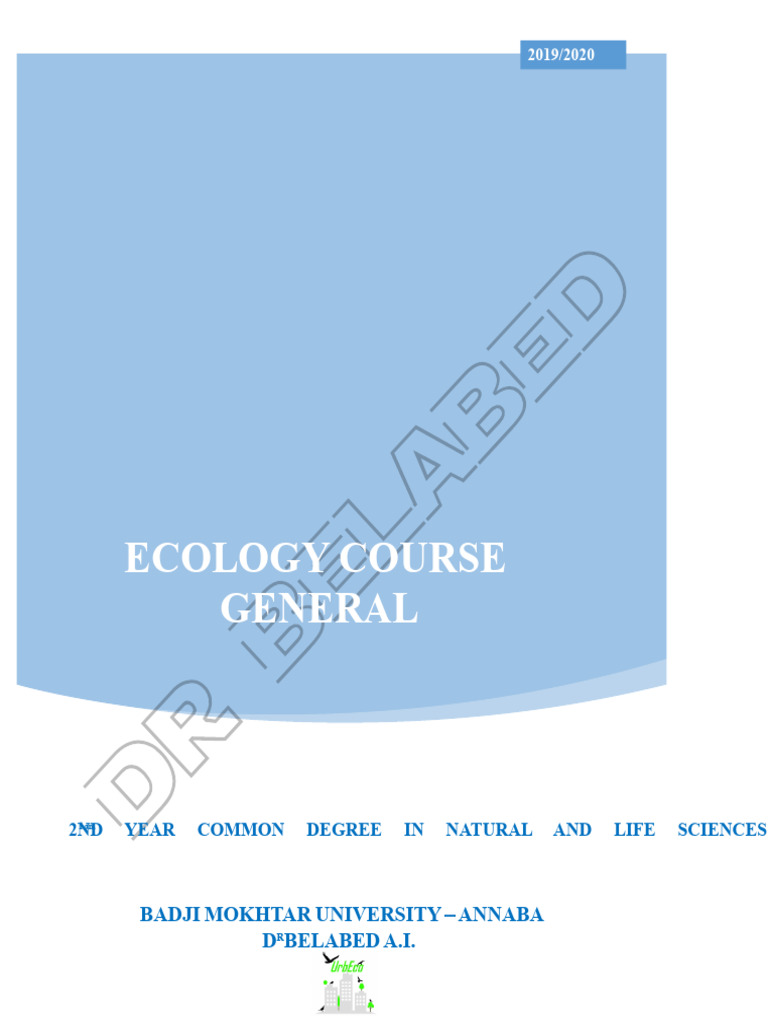 General Ecology Course Chapters I and II 2019-2020 | PDF | Ecology ...