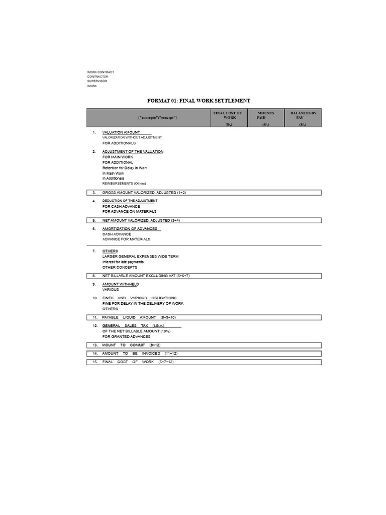 WORK LIQUIDATION TABLE MODEL.xls | PDF | Tax Deduction | Credit Card