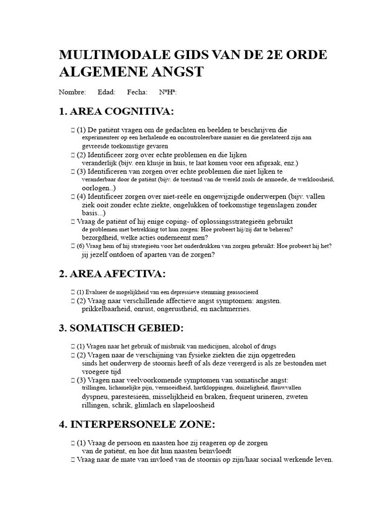 Multimodale Gids Van de 2e Orde Van Algemene Angststoornis | PDF