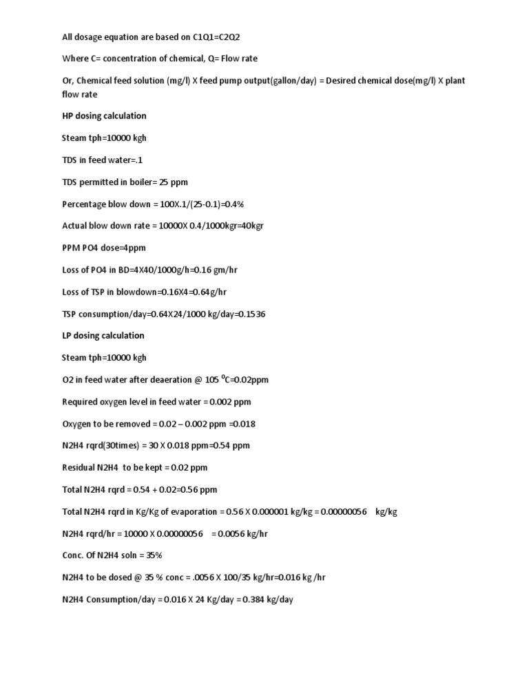 LP HP Dosing Calculation | PDF | Physical Sciences | Chemical Substances
