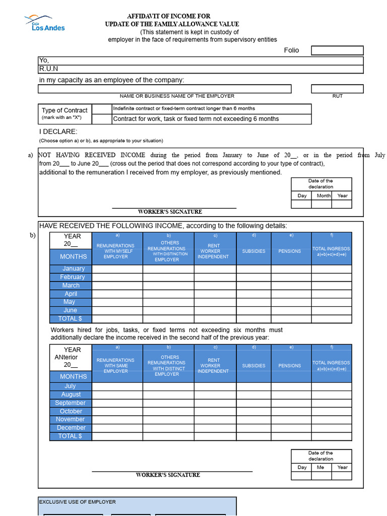Affidavit of Income for Family Allowance | PDF | Employment | Pension