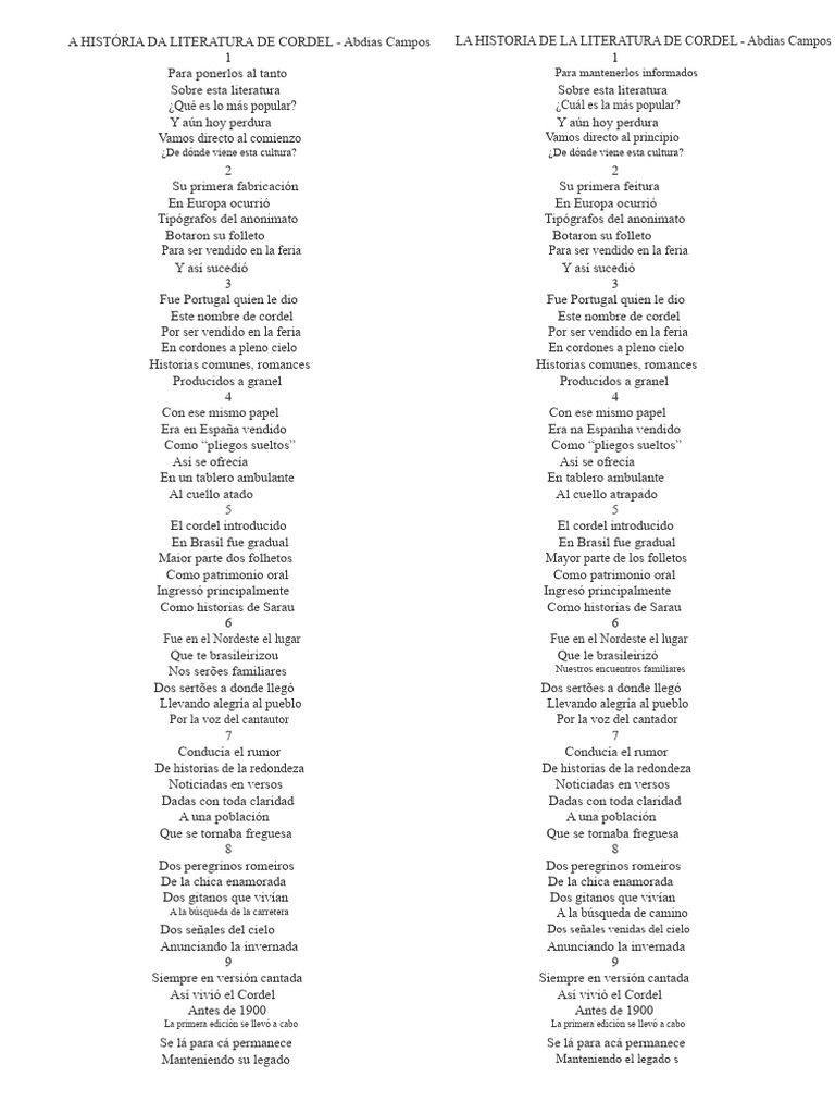 Historia de la Literatura de Cordel | PDF