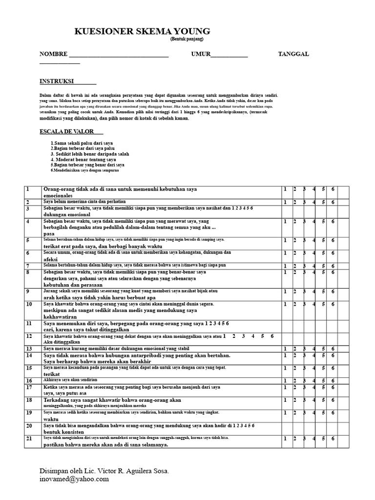 Kuesioner Skema | PDF