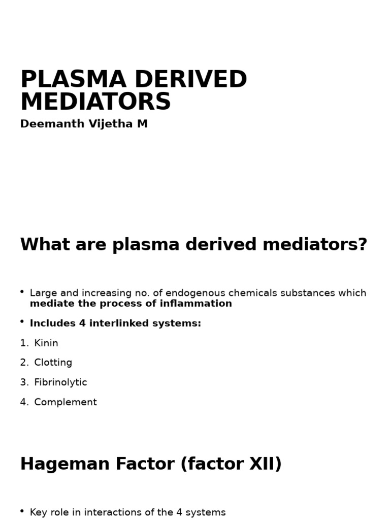 Understanding Plasma-Derived Mediators | PDF