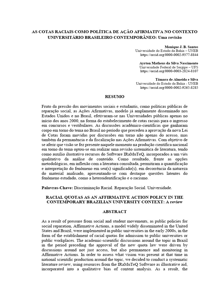 Cotas Raciais nas Universidades Brasileiras | PDF | Ação afirmativa ...