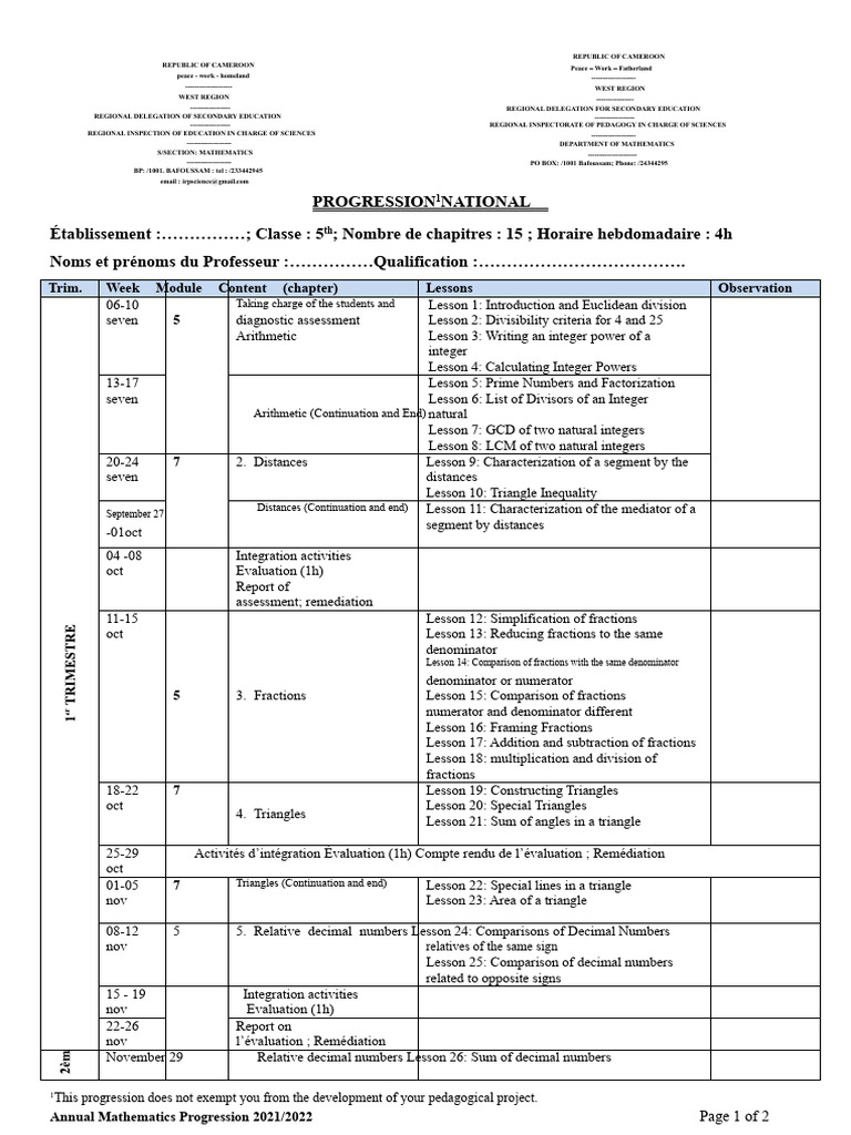 Harmonized Progression Sheets 5th Grade | PDF | Triangle | Decimal