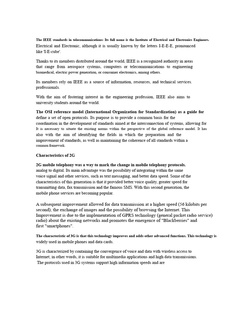 Overview of IEEE Telecommunications Standards | PDF | 4 G | 3 G
