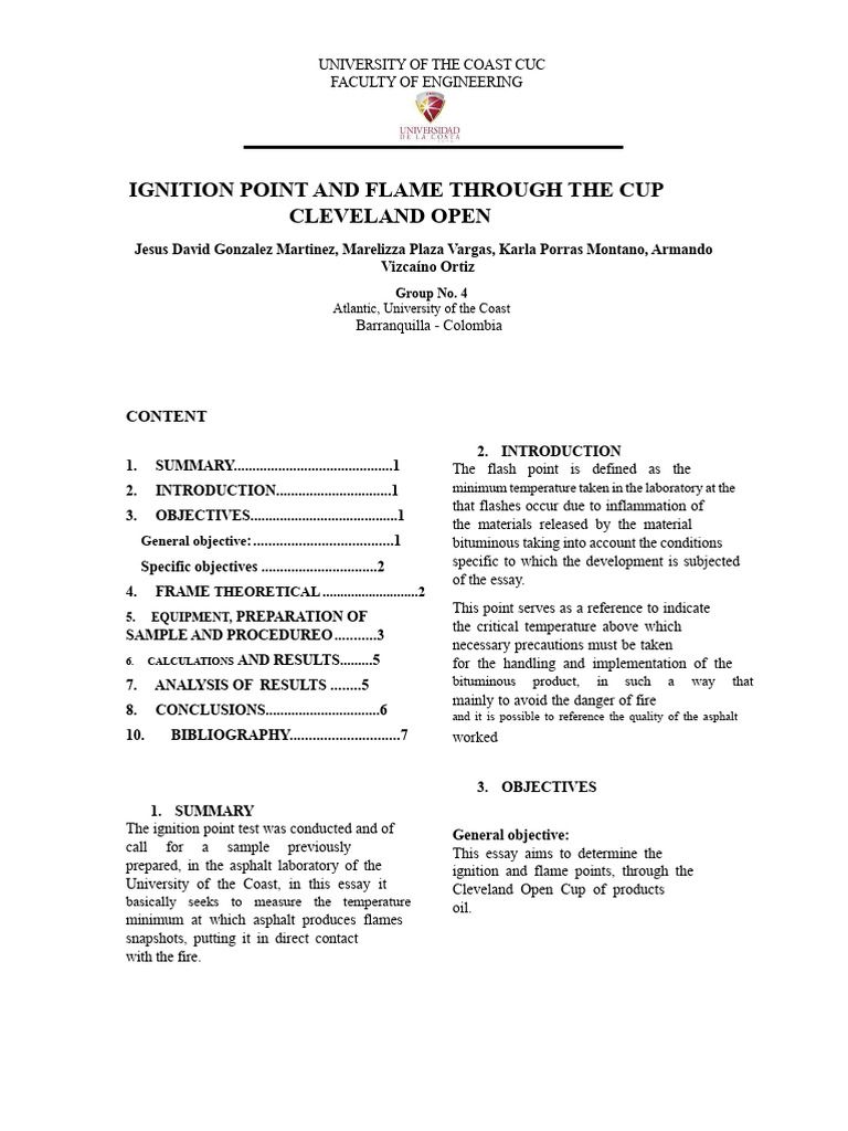 Ignition and Flame Points Using The Open Cup | PDF | Combustion