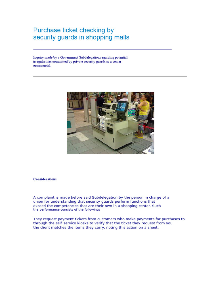Security Guards' Role in Mall Ticket Checks | PDF | Crimes | Crime ...