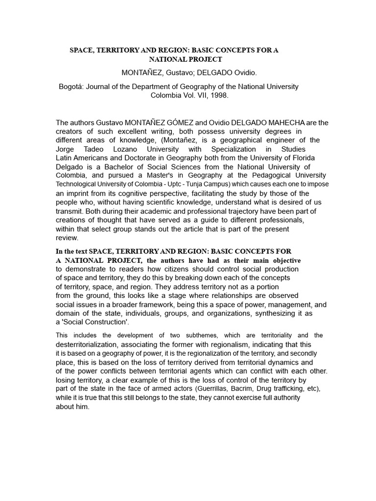 Understanding Space and Territory Concepts | PDF | Space | Geography
