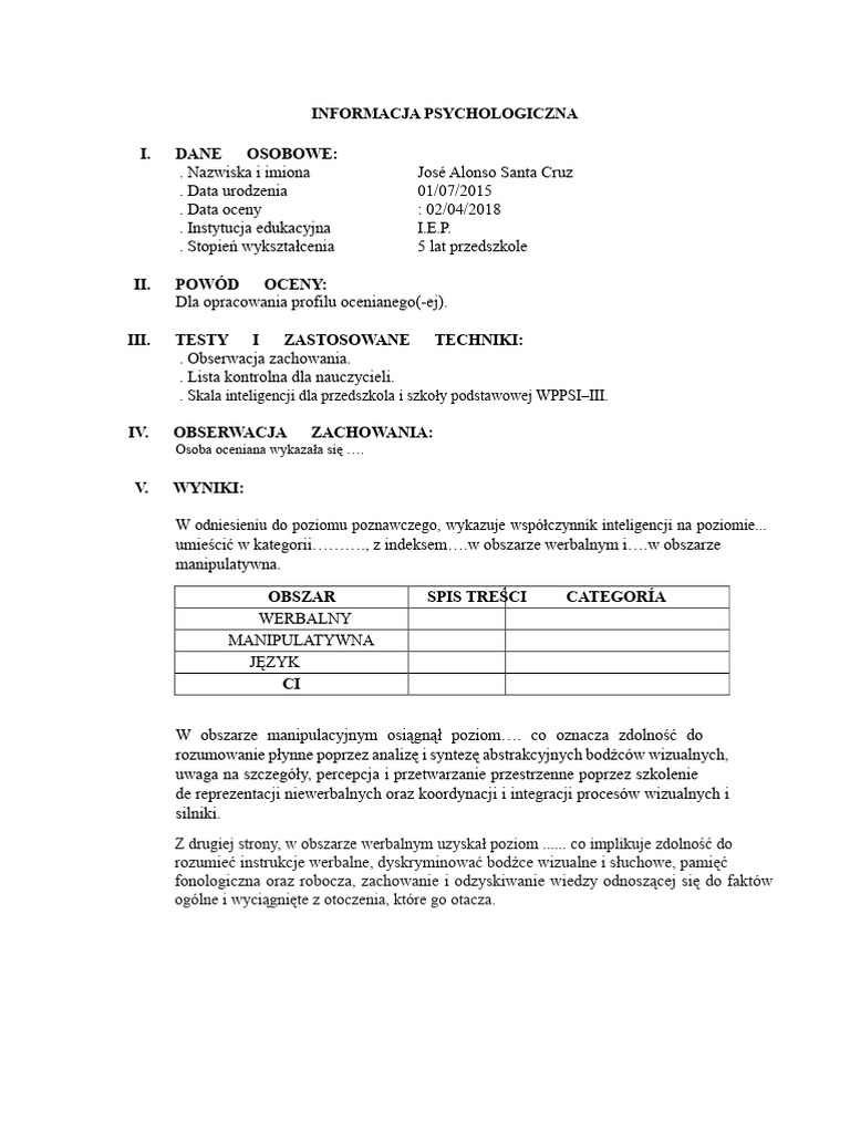 Model Report Wppsi | PDF