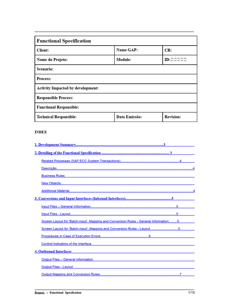 Functional Specification - Template - VX | PDF | Specification (Technical Standard) | Interface ...
