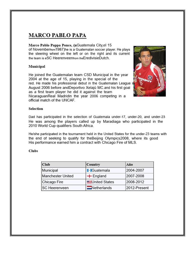 Biography of 10 Guatemalan Soccer Players | PDF | Sports | Association ...
