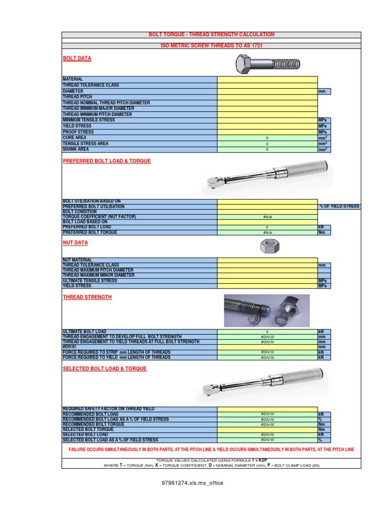 Metric Bolt Torque - Thread Strength | PDF | Screw | Nut (Hardware)