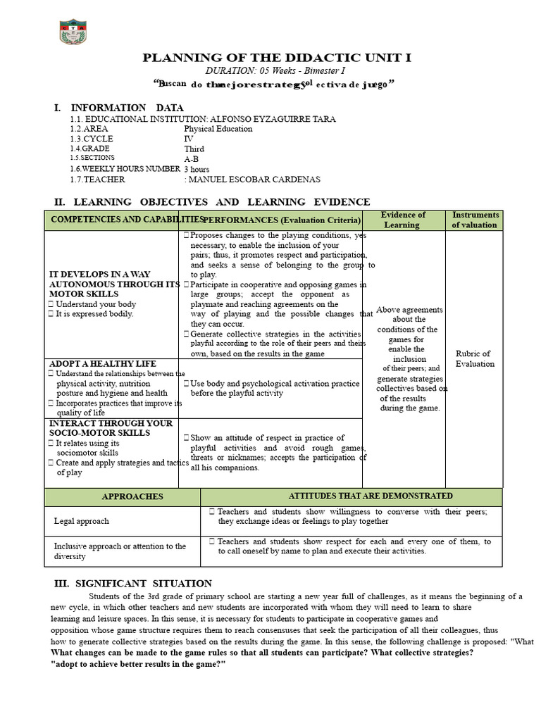DIDACTIC UNIT 3rd Grade | PDF | Emotions | Body Language