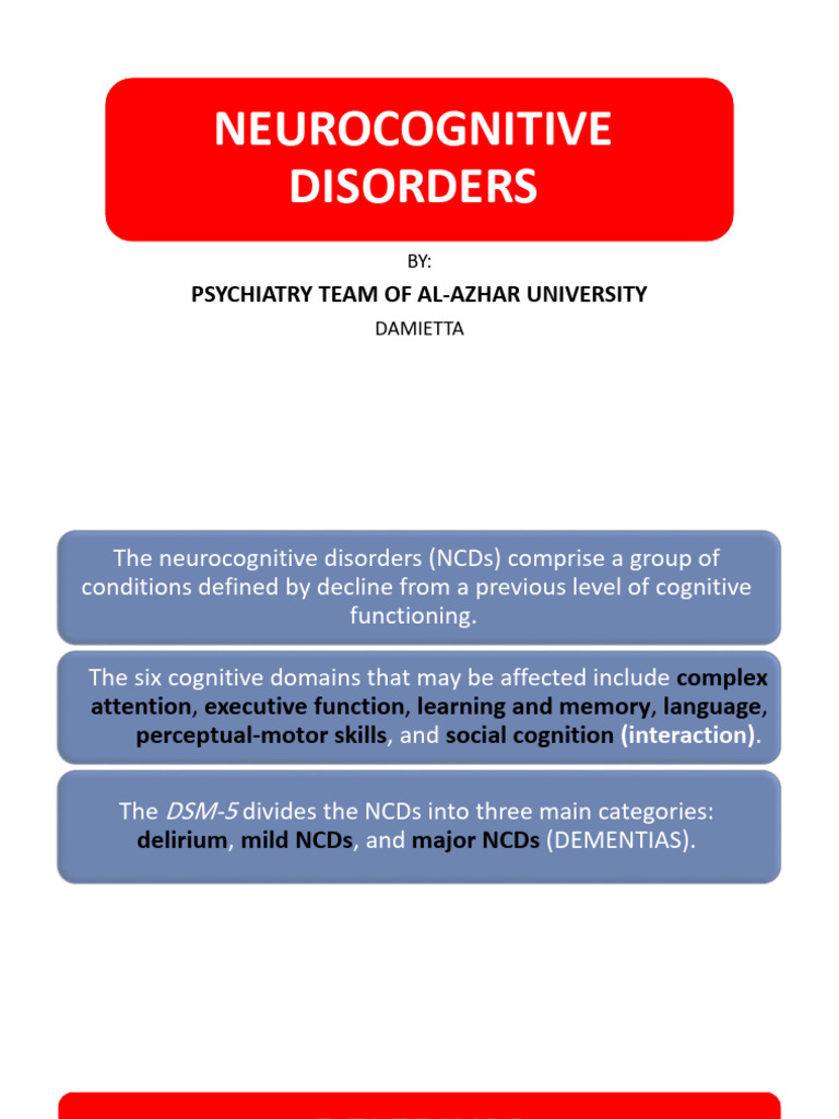 L12 Neurocognitive Disorders (Psychology) | PDF | Dementia | Neuroscience