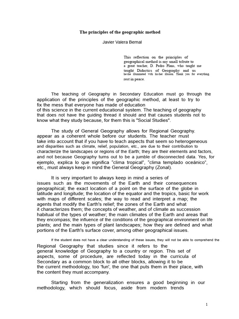 Principles of The Geographical Method | PDF | Geography | Earth Sciences