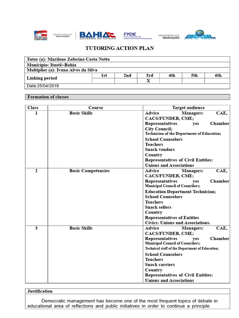 Tutoring Action Plan for Basic Skills Course | PDF