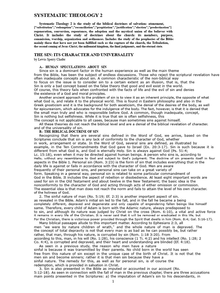 Systematic Theology 2 | PDF | Salvation | Grace In Christianity