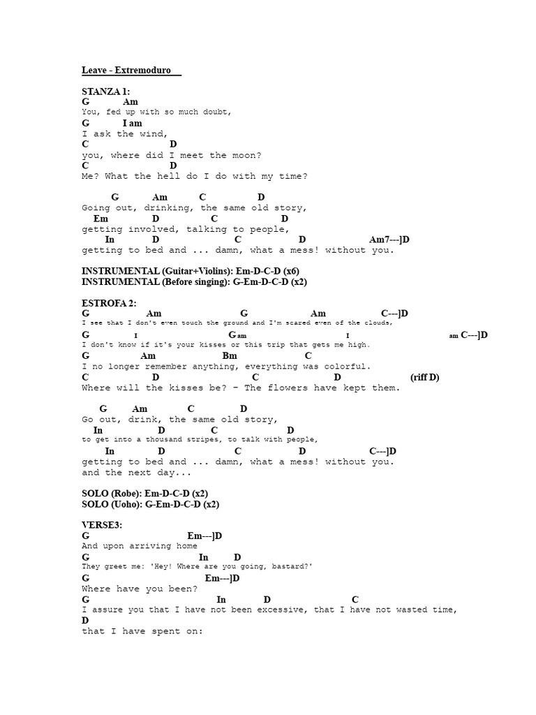 Extremoduro's "Leave" Lyrics Analysis | PDF
