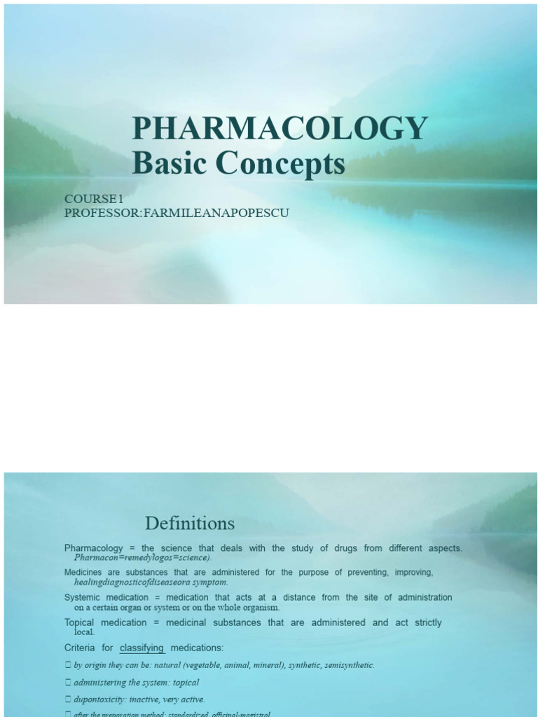 COURSE 1-Pharmacology-Basic Concepts | PDF | Pharmacology | Homeopathy