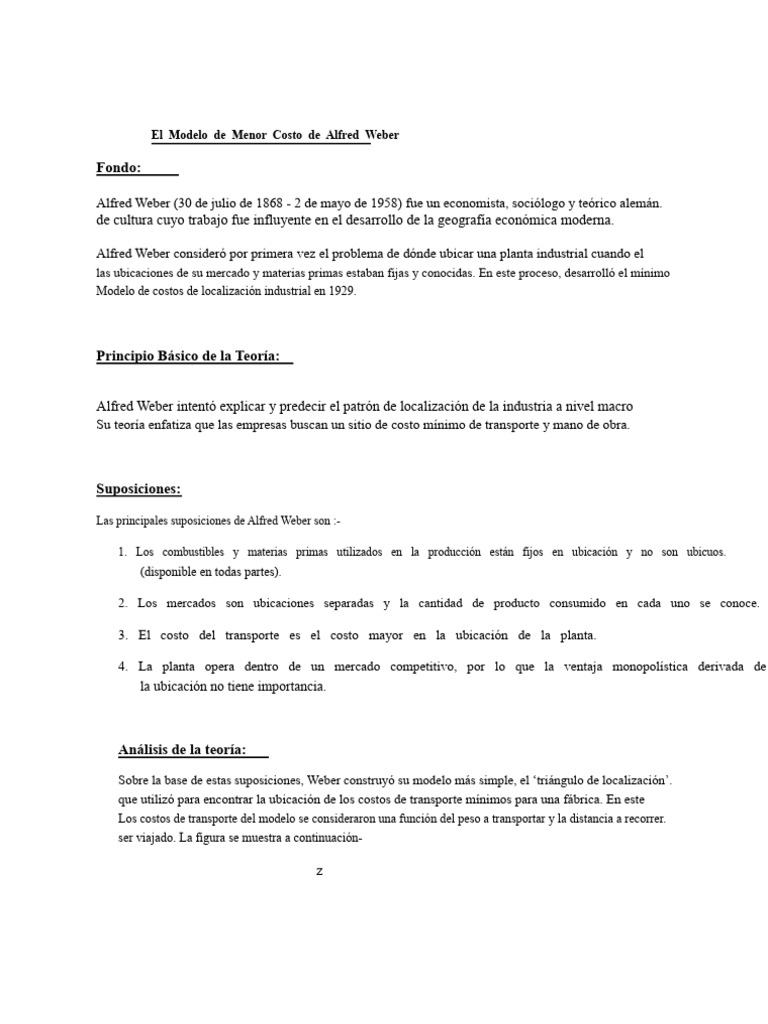Modelo de Menor Costo de Weber en Industria | PDF | Economias ...