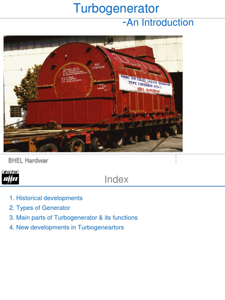 BHEL Turbogenerator Overview and Features | PDF | Electric Generator ...