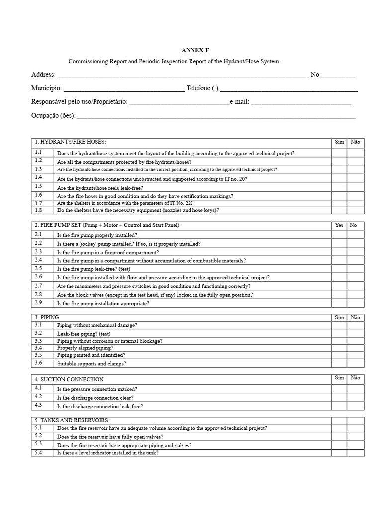 Hydrant and Hose System Inspection Report | PDF | Pump | Mechanical ...