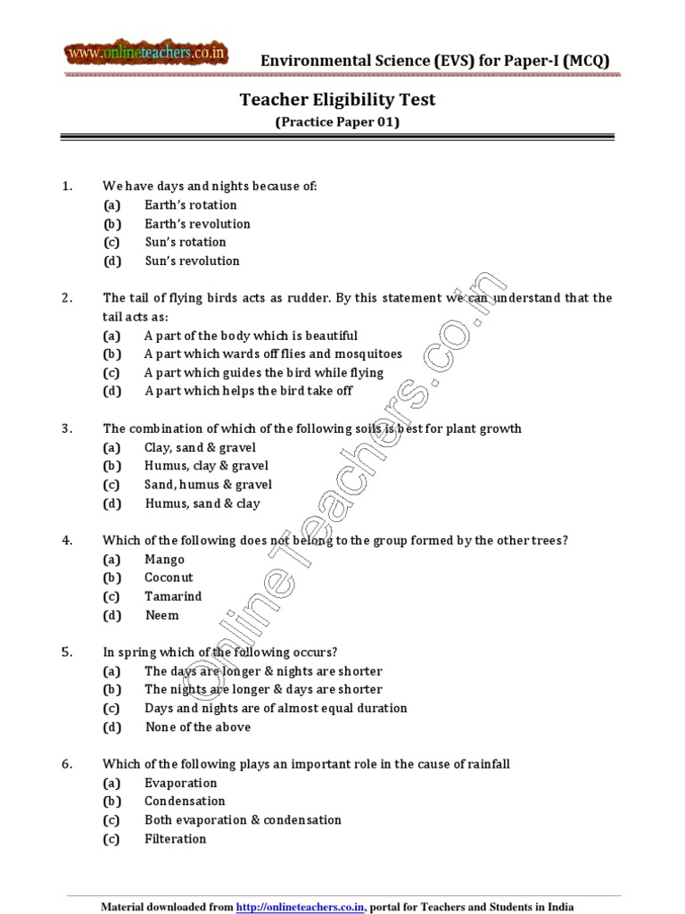 Evs MCQ 01 | PDF
