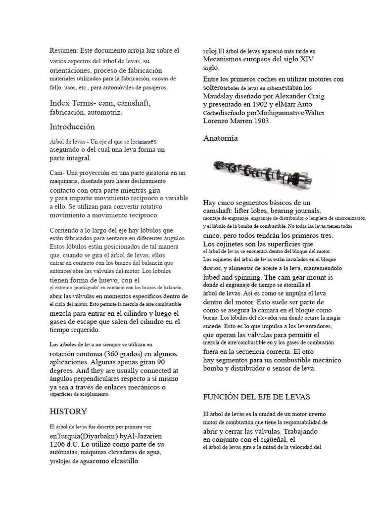 Árbol de Levas | PDF | Acero | Hierro fundido