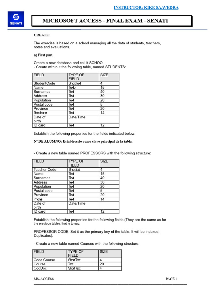 Final Exam of Access at Julio College July 2018 | PDF | Microsoft ...