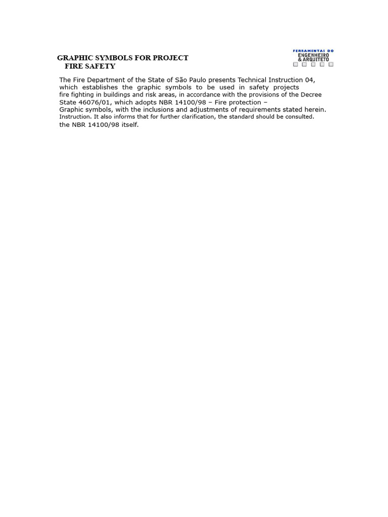 NBR 14100 - 1998 - Fire Protection - GRAPHIC SYMBOLS FOR DESIGN | PDF