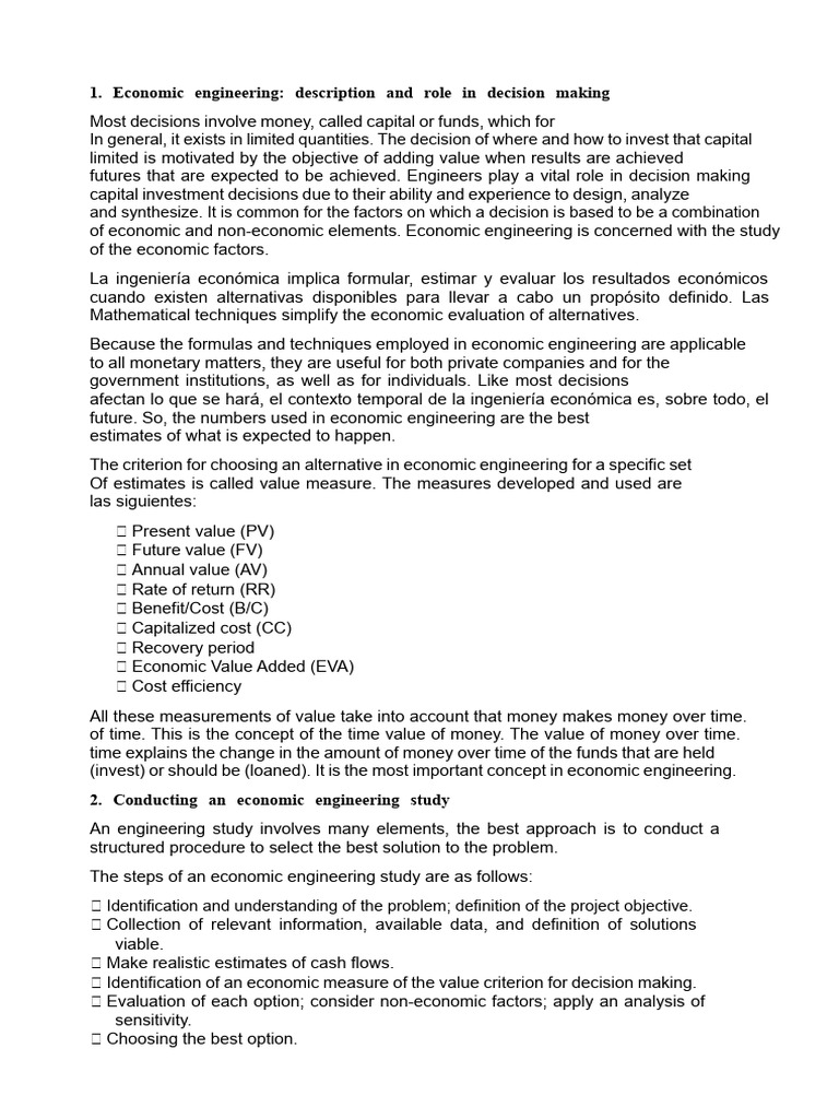 Economic Engineering | PDF | Decision Making | Engineering