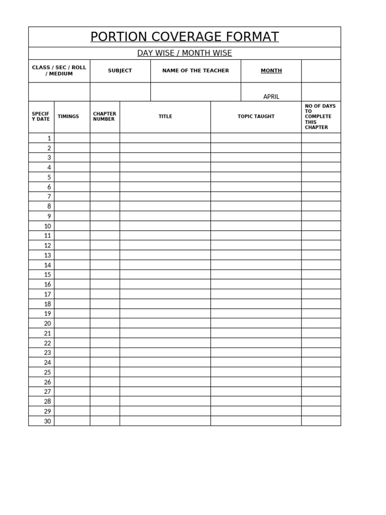 Portion Completion Sheet | PDF
